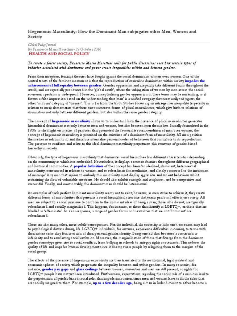 Hegemonic Masculinity | PDF | Masculinity | Gender