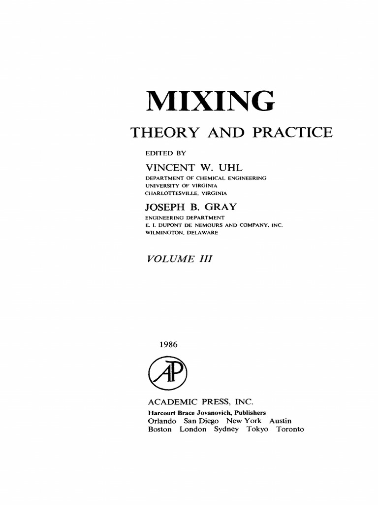 Mixing. Theory and Practice-Academic Press (1986) PDF | PDF ...