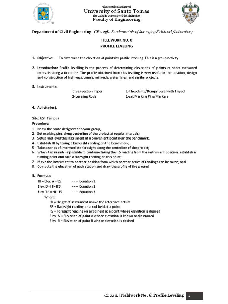 University of Santo Tomas: Profile Leveling | PDF | Infographics ...