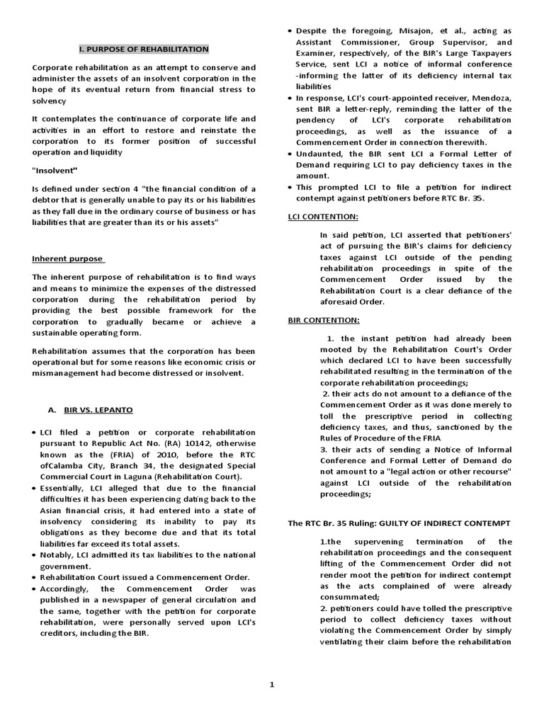 Lasheras - Fria Notes | PDF | Certiorari | Insolvency