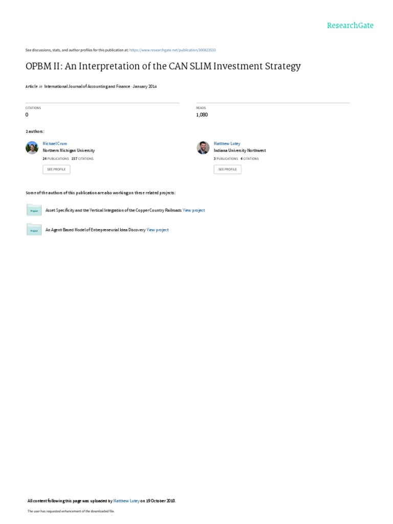 OPBM II: An Interpretation of The CAN SLIM Investment Strategy | PDF ...