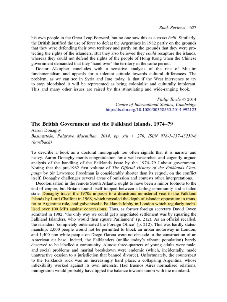 The British Government and The Falkland Islands, 1974-79 | PDF | Falkland Islands | Argentina