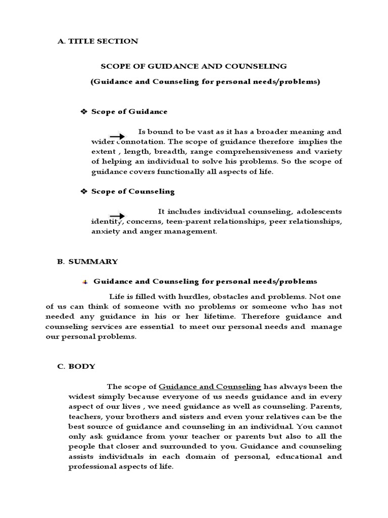 Scope of Guidance and Counseling | PDF | Behavior Modification | Psychology