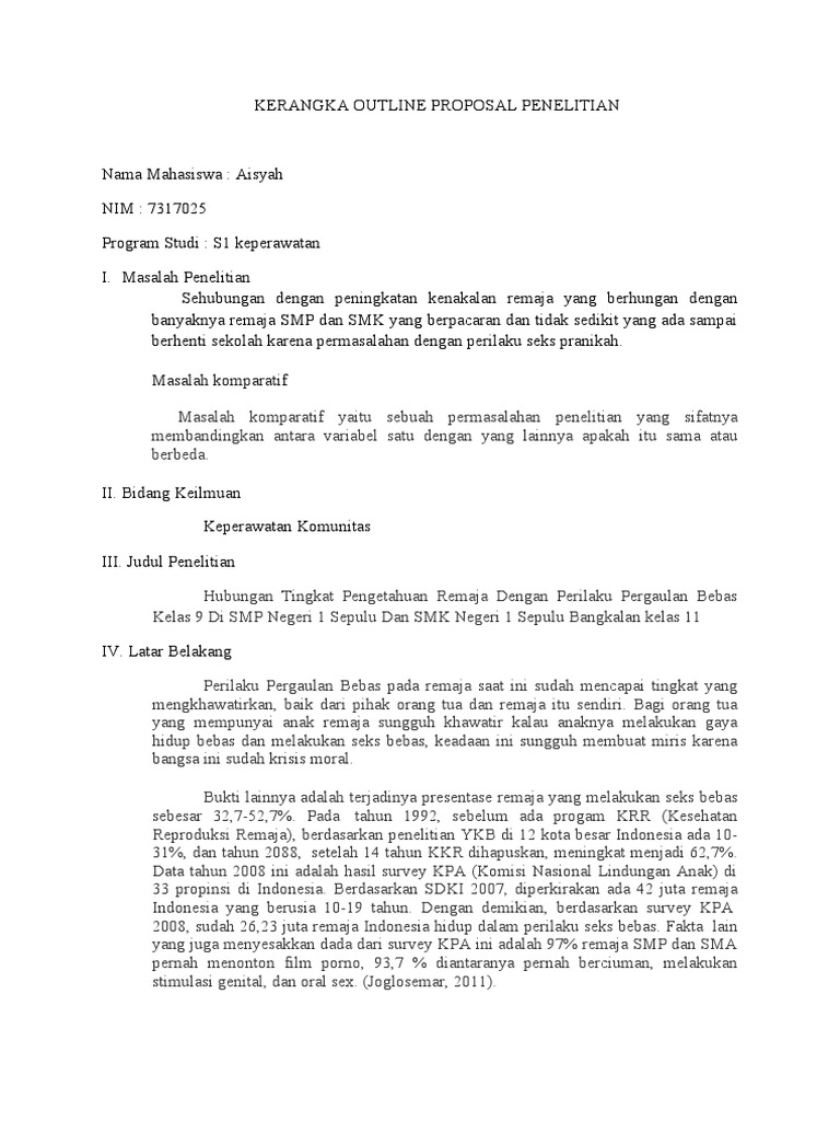 Kerangka Outline Proposal Penelitian | PDF