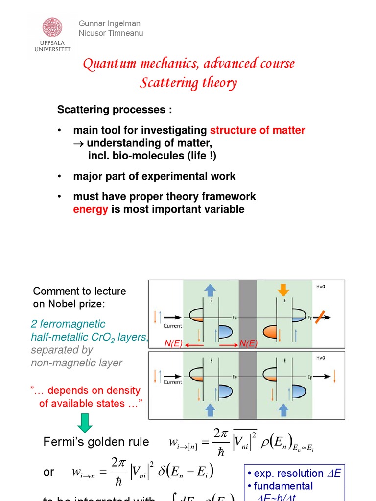 Quantum Mechanics, Advanced Course Scattering Theory: - Understanding ...