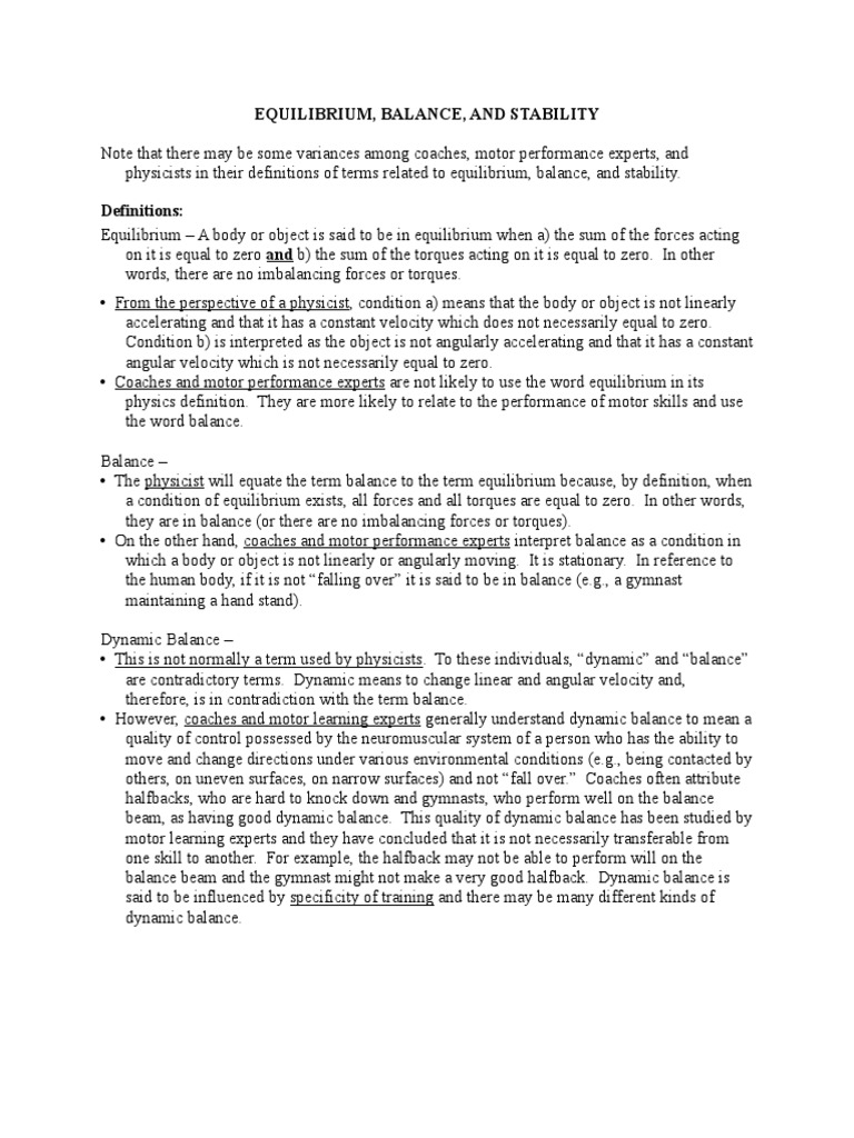 Equilibrium, Balance, and Stability | PDF | Center Of Mass | Force