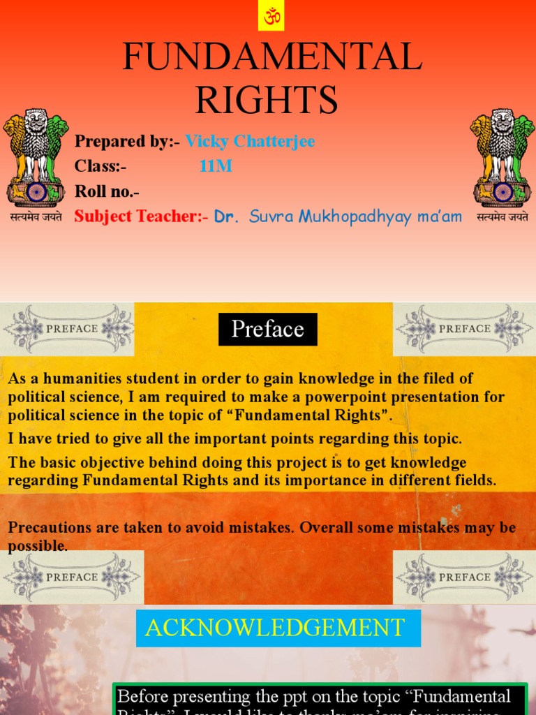 Fundamental Rights: Prepared By:-Class: - Roll No. | PDF | Public Law ...