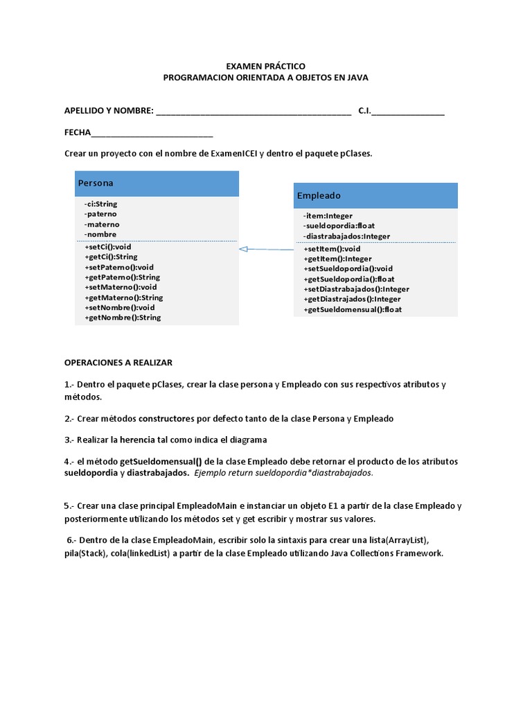 Examen Practico POO Java 8 | PDF