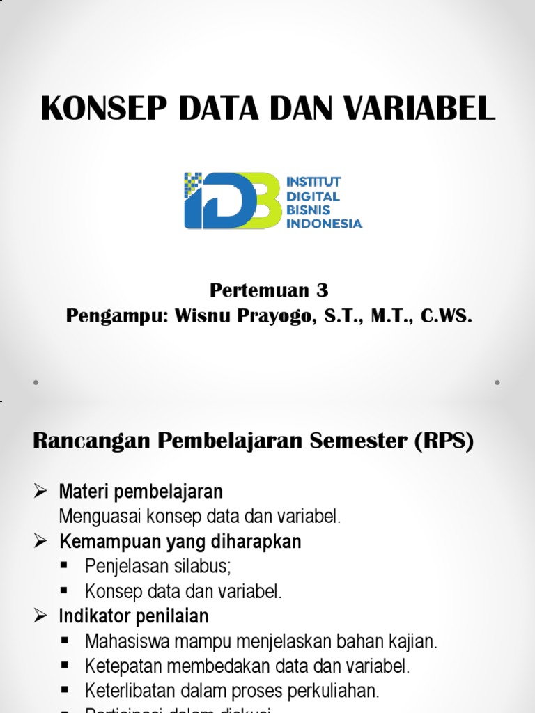 Pertemuan 3 - Konsep Data Dan Variabel | PDF