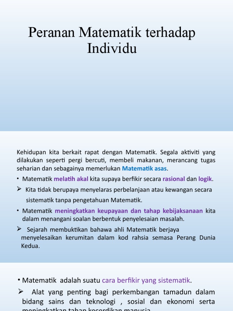 Peranan Matematik Terhadap Individu | PDF