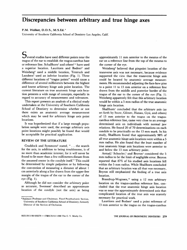 Discrepancies in Hinge Axis Locations | PDF | Anatomical Terms Of ...