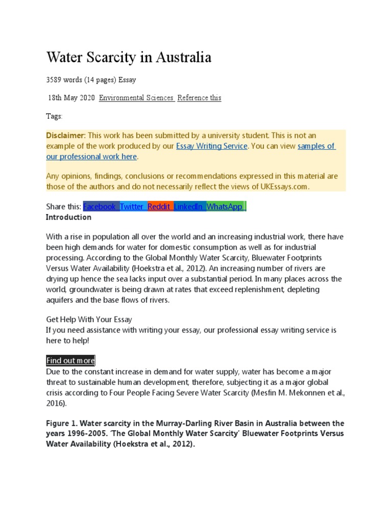 Water Scarcity in Australia | PDF | Water Scarcity | Water Resources