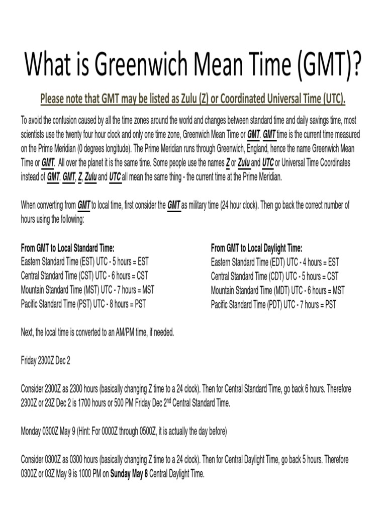 What Is Greenwich Mean Time (GMT) ? | PDF