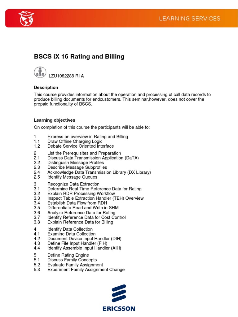 1550 - BSCS Ix 16 Rating and Billing - LZU1082288 | PDF | Ericsson | Data