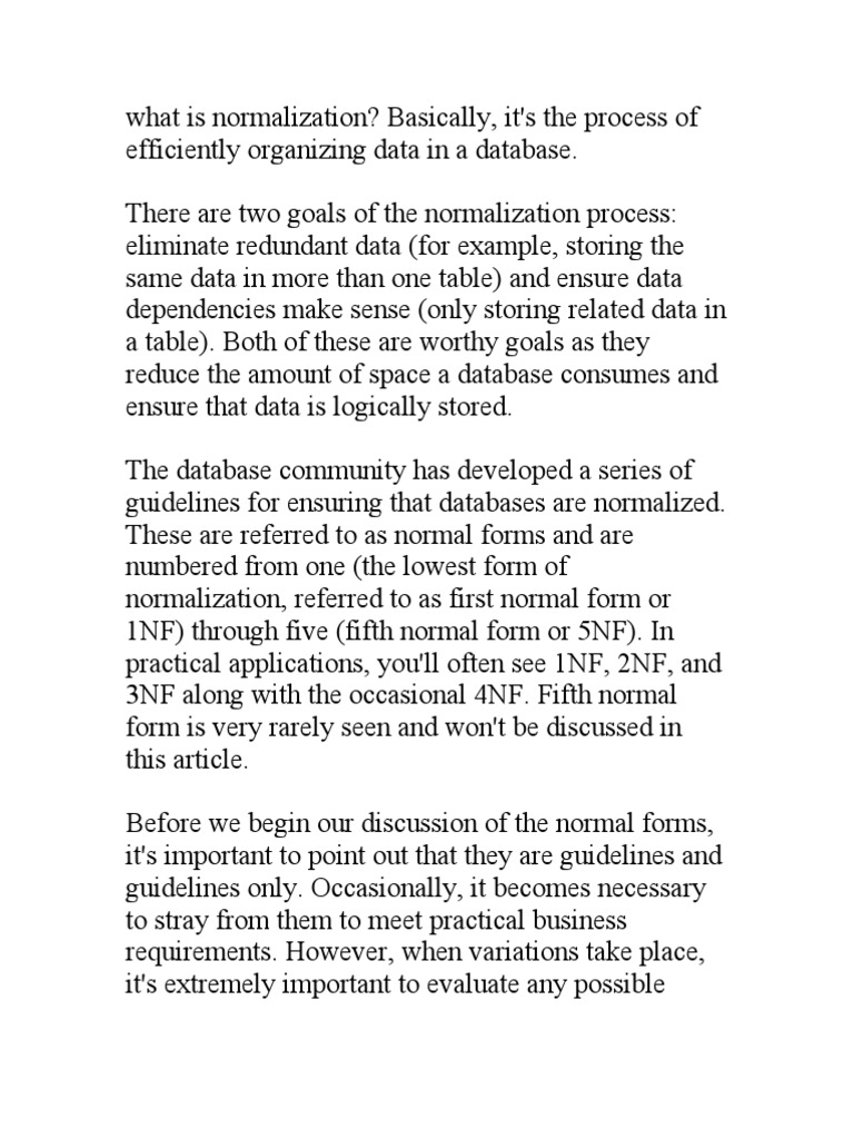 What Is Normalization | PDF | Social Security Number | Databases