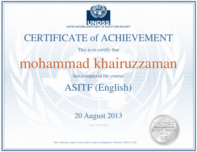 ASITF Certificate PDF | PDF