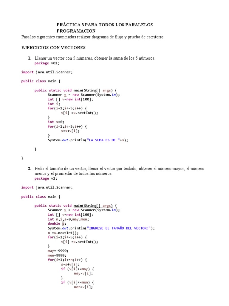 Práctica 3 para Todos Los Paralelos Programacion Ii | PDF | Matriz ...