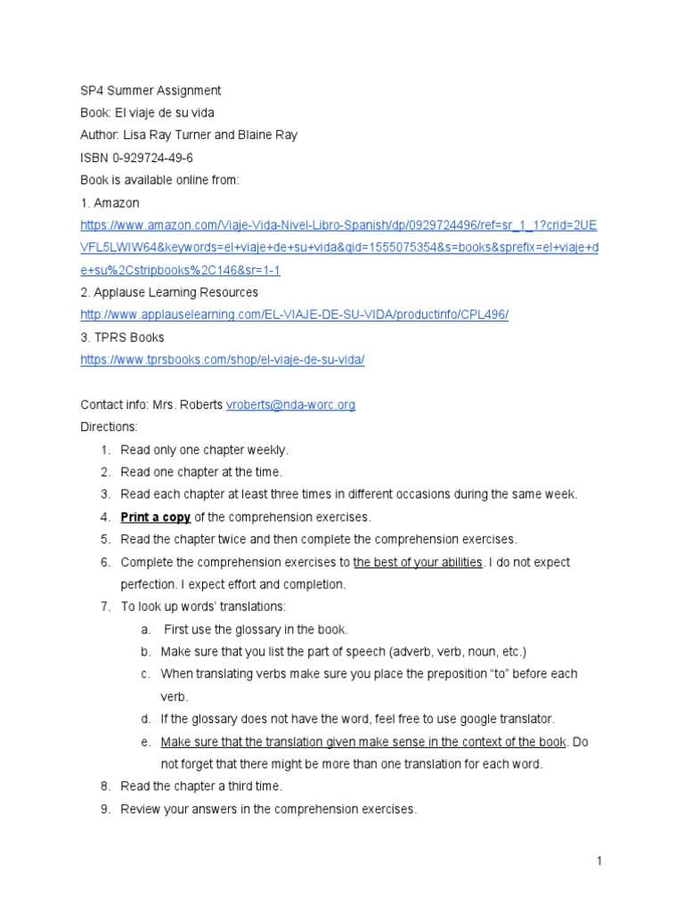 El Viaje de Su Vida | PDF