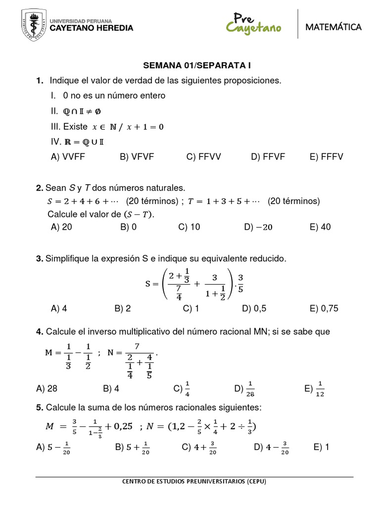 Ejercicios de Números Reales y Respuestas | PDF | Proposición ...