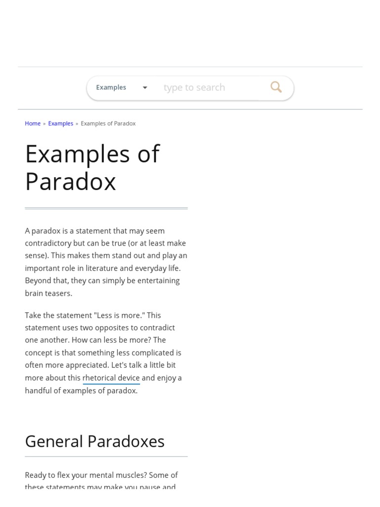 Examples Of Paradox