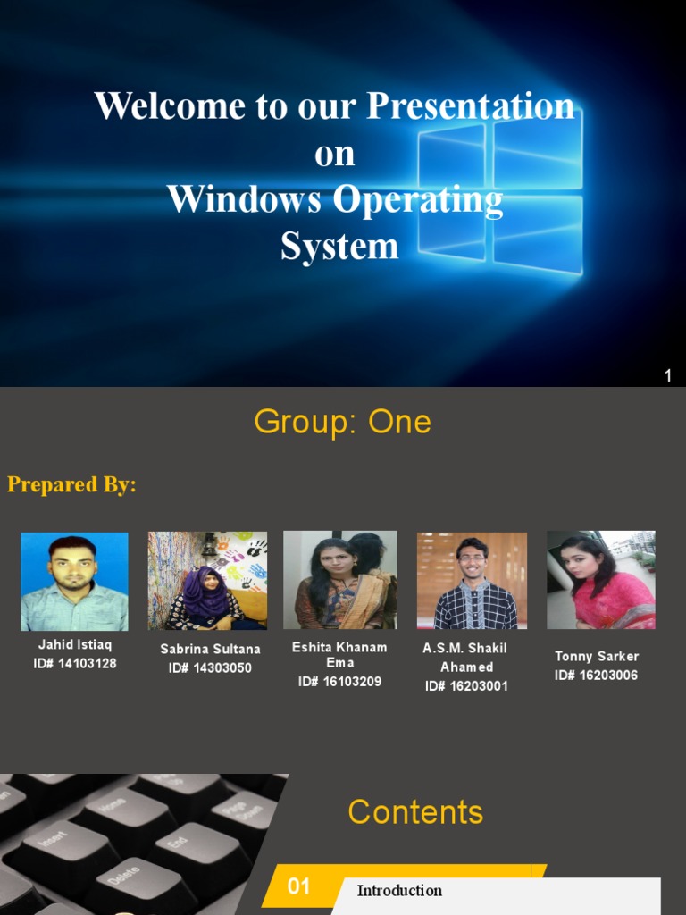 Welcome To Our Presentation On Windows Operating System | PDF ...