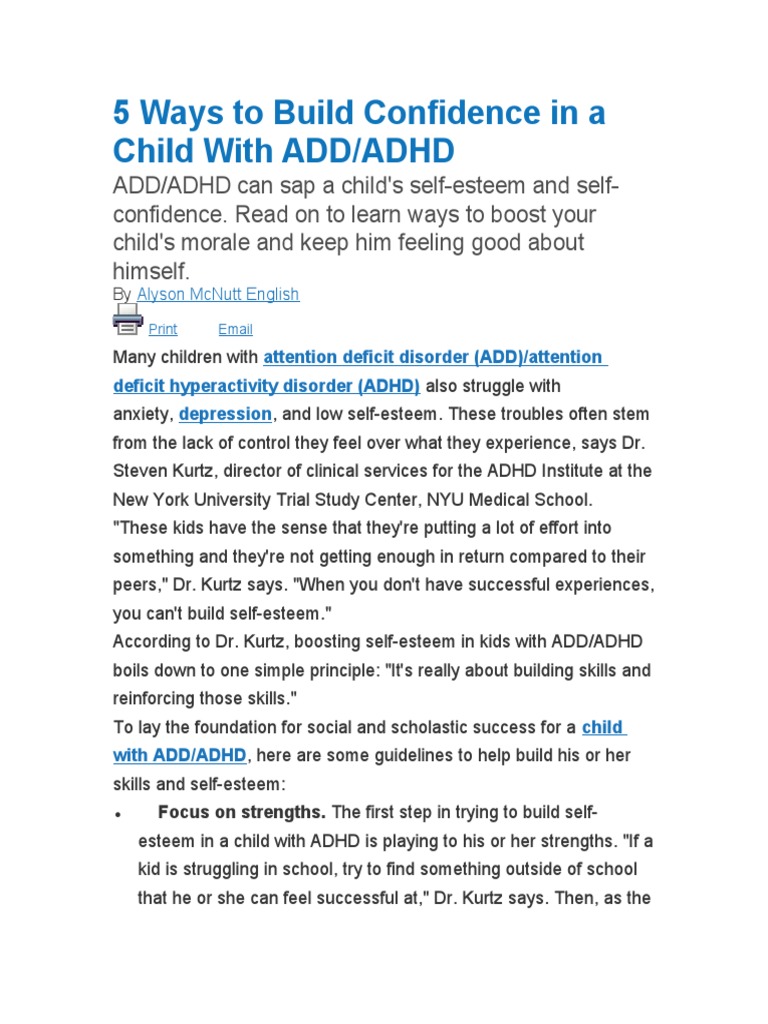 5 Ways To Build Confidence in A Child With ADD/ADHD | Download Free PDF ...