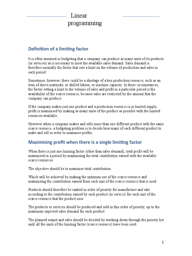 Linear Programming Pdf Linear Programming Labour Economics