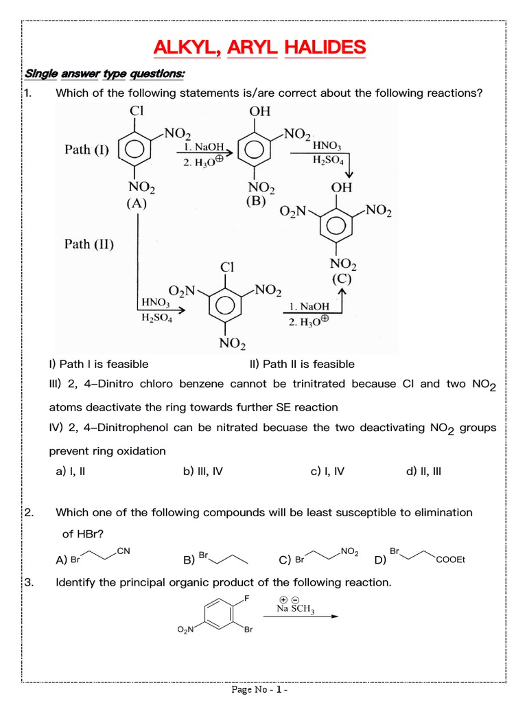 Aryl and Alkyl Halides Reactivity Guide | PDF | Chemical Reactions ...