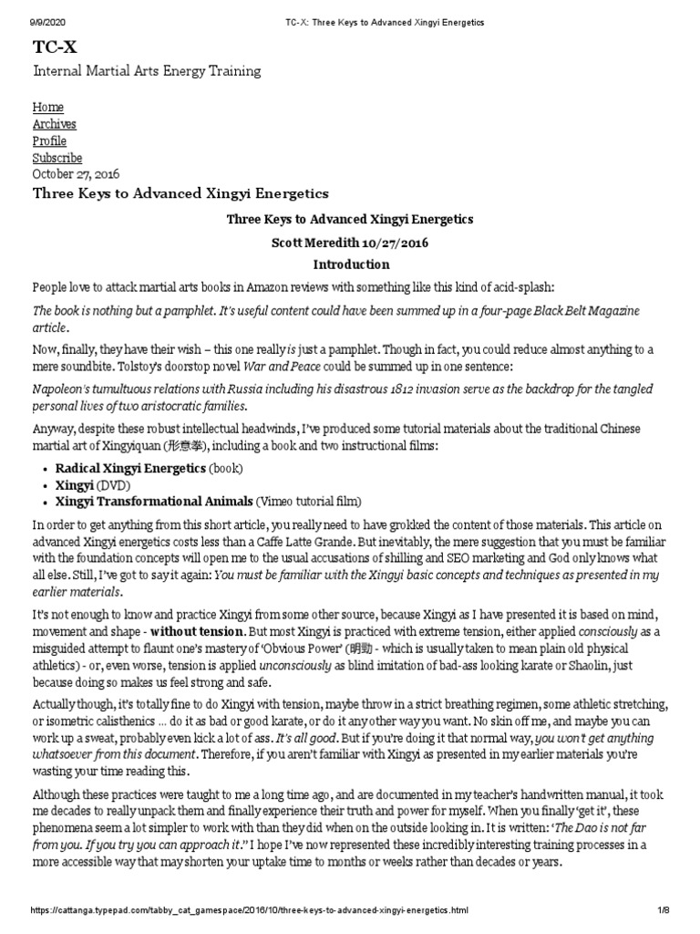 Three Keys To Advanced Xingyi Energetics (Pamphlet, 2016) by Scott ...