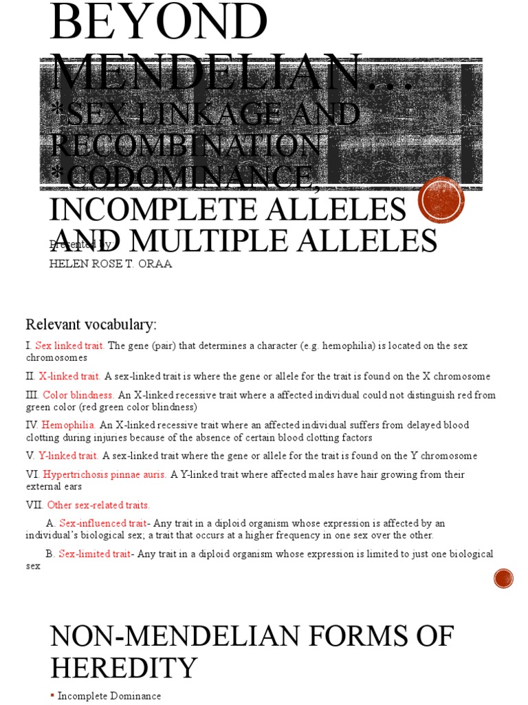 Beyond Mendelian (Non Mendelian Genetics) | Download Free PDF ...
