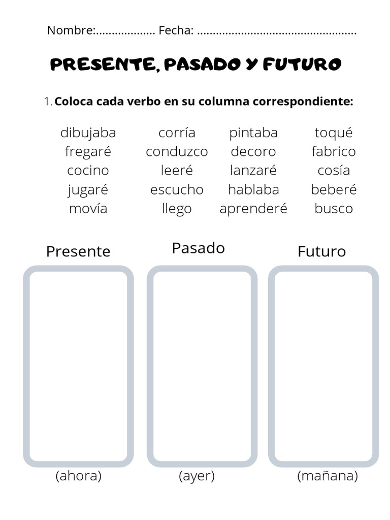 Ficha Presente, Pasado y Futuro | PDF