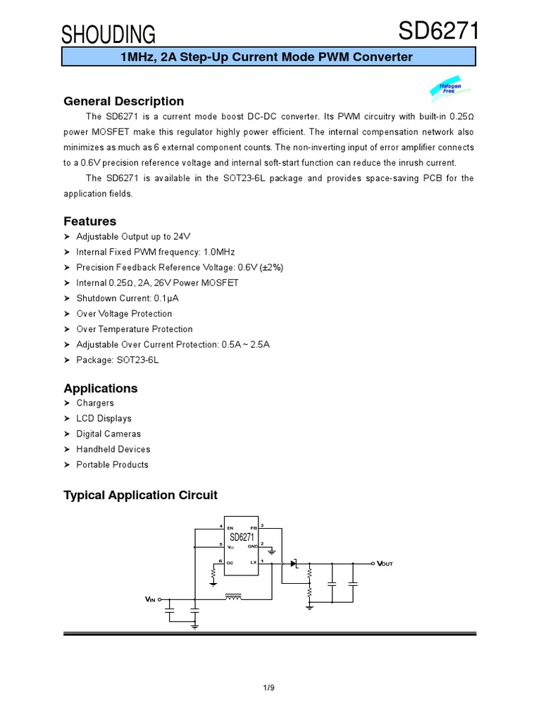 Shouding: 1Mhz, 2A Step-Up Current Mode PWM Converter | PDF | Inductor ...