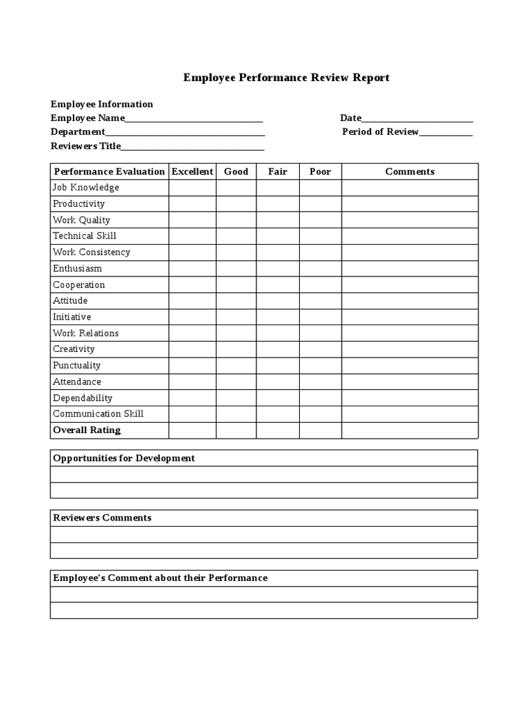 Employee Performance Review Report | PDF | Career & Growth