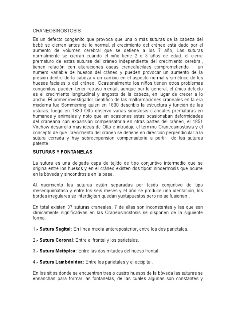 CRANEOSINOSTOSIS | PDF | Cráneo | Anatomía humana