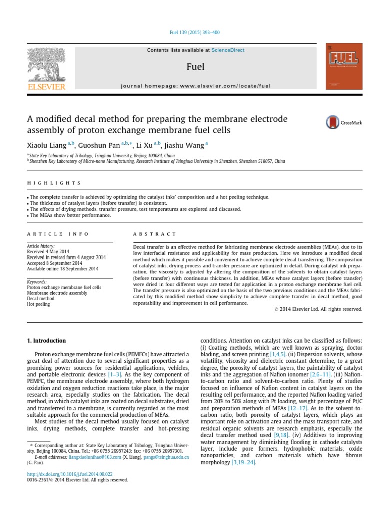 A Modified Decal Method For Preparing The Membrane Electrode Assembly ...
