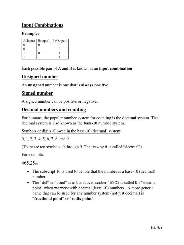 Input Combinations: Example | PDF | Decimal | Binary Coded Decimal