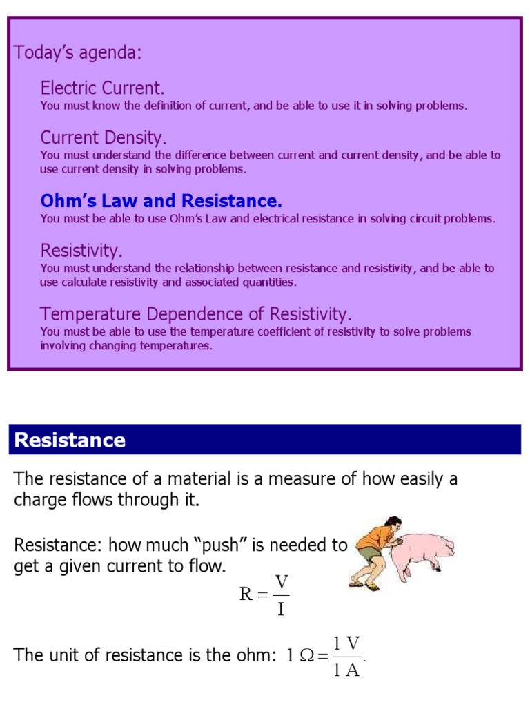 Today's Agenda: Electric Current. Current Density.: Ohm's Law and ...