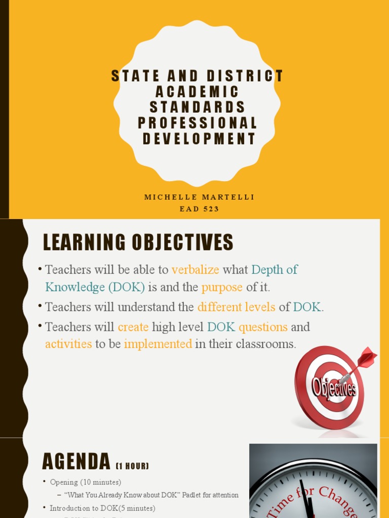 State and District Academic Standards Professional Development | PDF ...