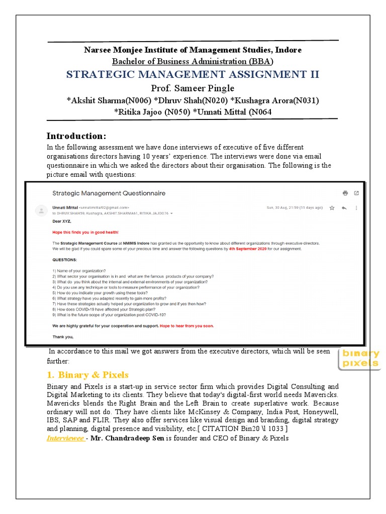 Strategic Management Assignment Ii | PDF | Innovation | Enterprise ...