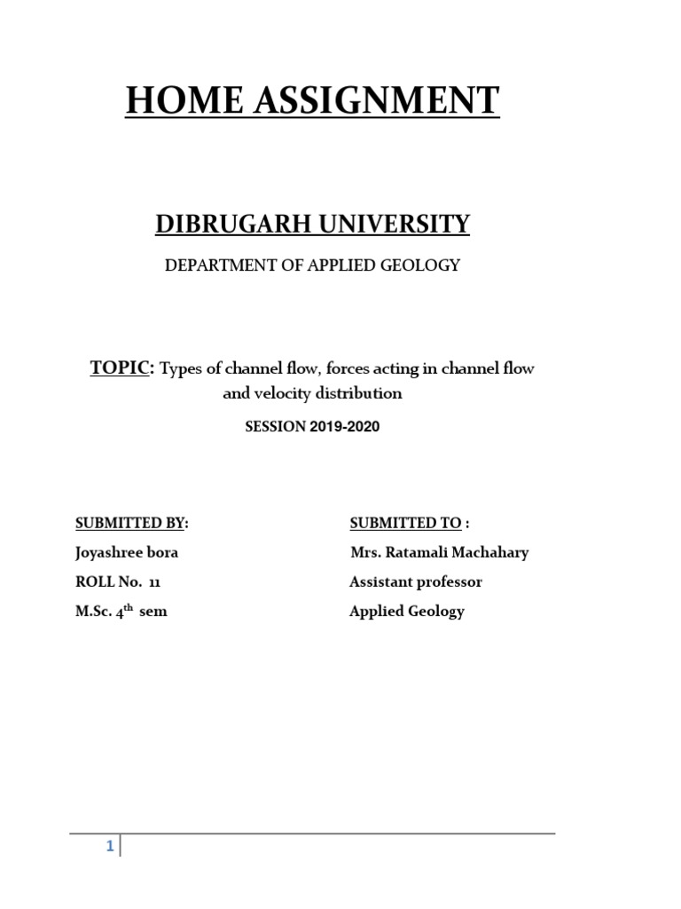 Home Assignment: Dibrugarh University | PDF | Reynolds Number | Fluid Dynamics