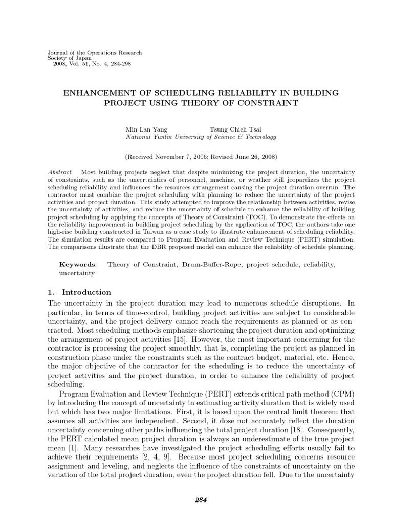 Toc Simulation | PDF | Reliability Engineering | Standard Deviation