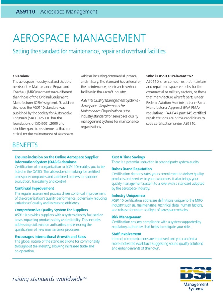 AS9110 Hoja Del Producto | PDF | Aerospace | Quality Management System