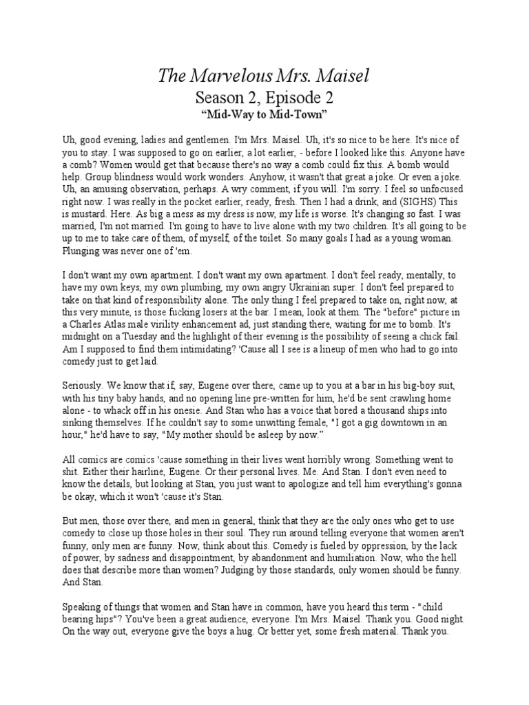 The Marvelous Mrs. Maisel Monologue | PDF