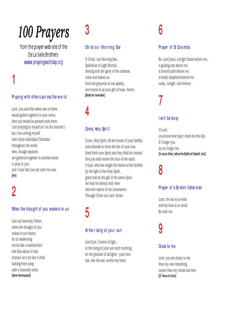 100 Prayers From The Prayer Web Site Of The De La Salle Brothers Pdf