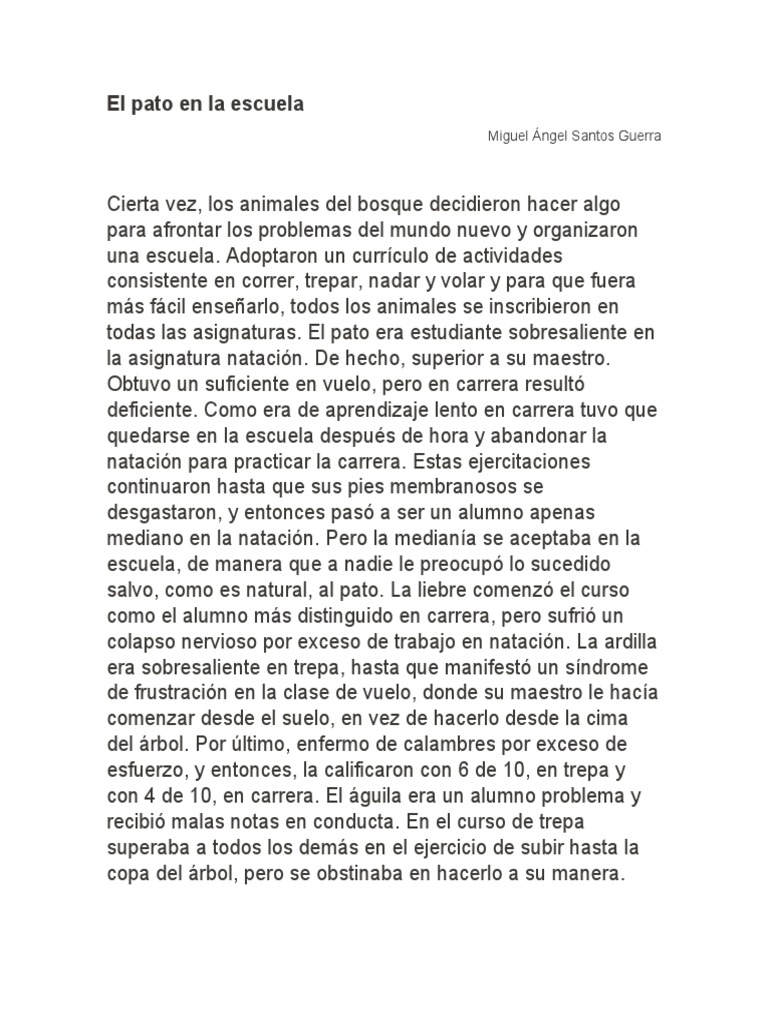 El Pato en La Escuela | PDF | Evaluación | Aprendizaje