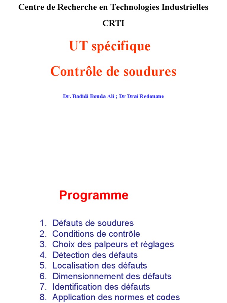 COURS UT2 Specifique | PDF | Calibrage | Soudage