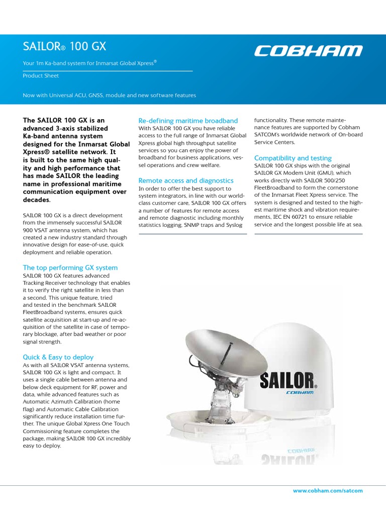 Sailor 100 GX: Re-Defining Maritime Broadband | PDF ...