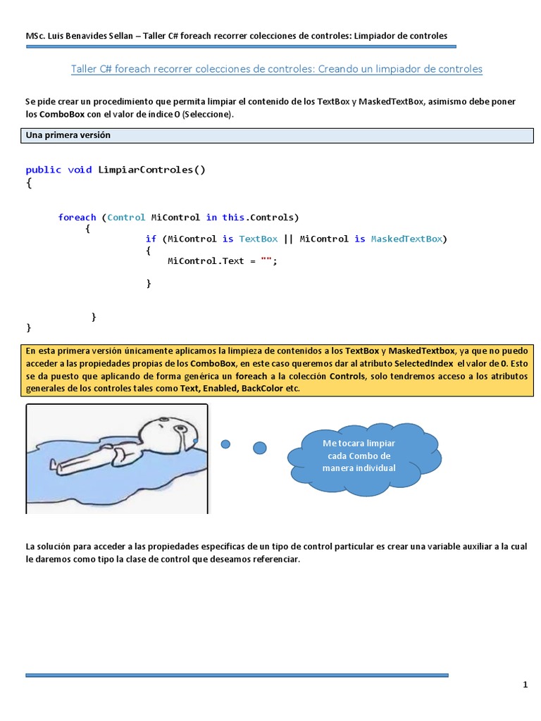Taller C# For Each Recorrer Colecciones de Controles: Crear Un ...