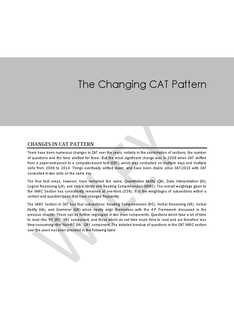 CAT The Changing CAT Pattern | PDF | Reading Comprehension | Multiple ...