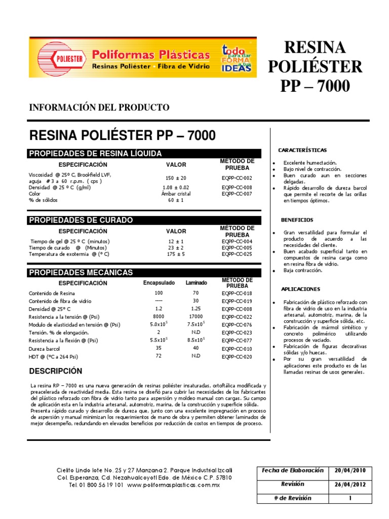 RESINAS Asp Poliform | Descargar gratis PDF | Lentes | El plastico
